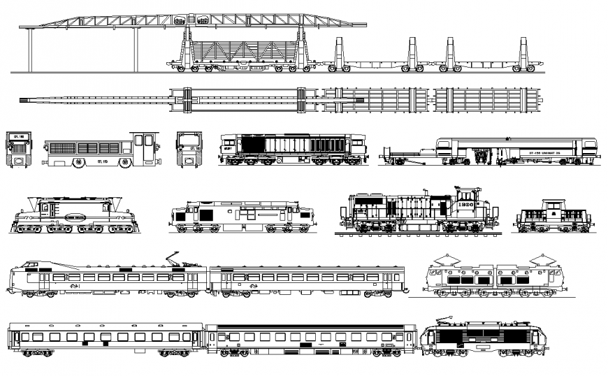 Transportation train CAD machinery detail elevation 2d view layout dwg ...